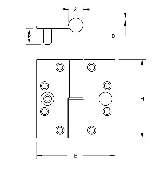 Kogelstift paumelle rechte hoek SKG3 89x89 mm links staal | Online ...