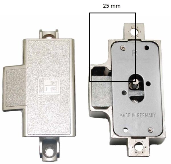 Spanjoletslot 25 mm rechts Vernikkeld | Online Deurbeslagshop