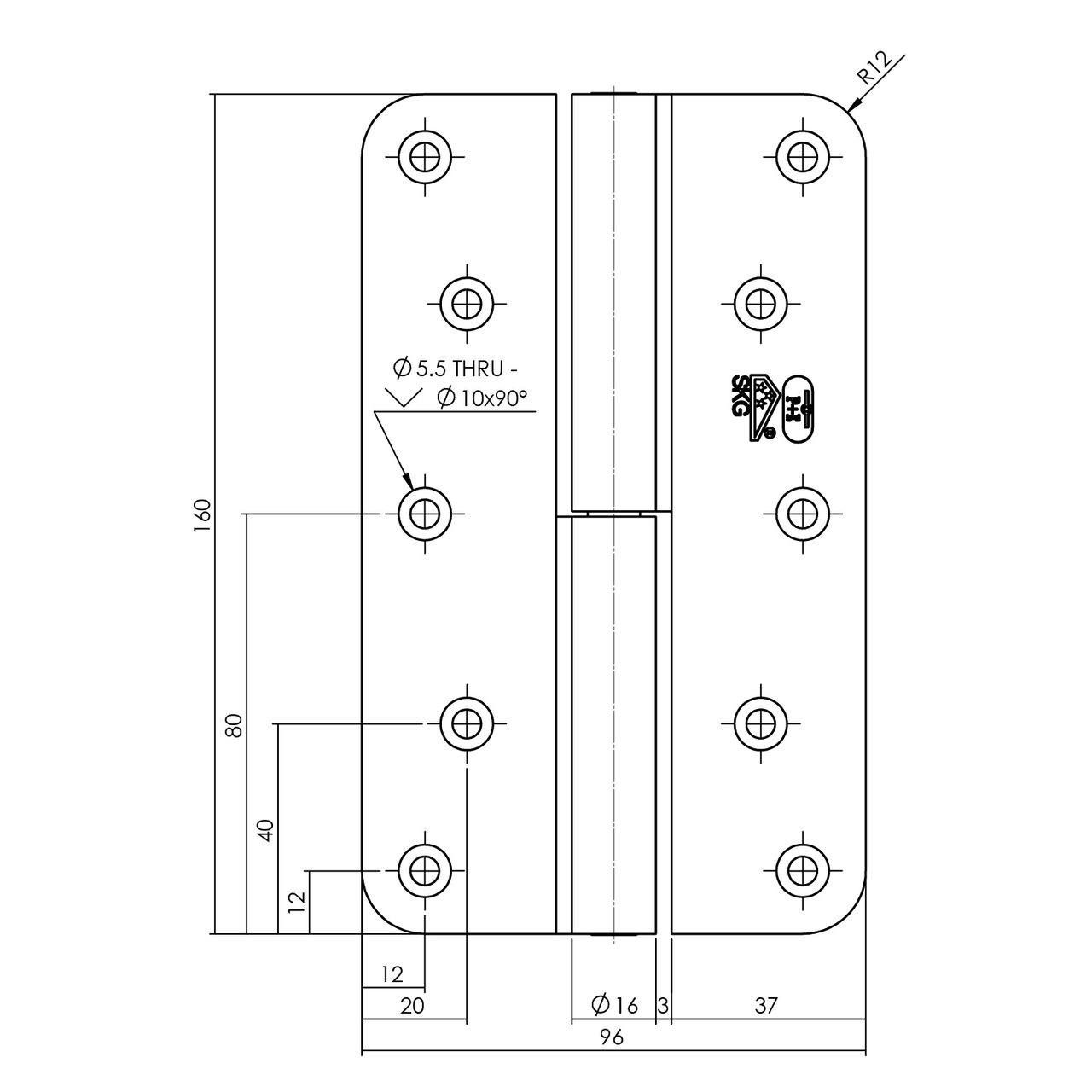 P+E Kogelstift paumelle SKG3 hout/hout 160mm DIN rechts rvs geborsteld ...