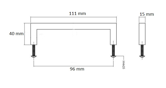 Greep zwart 15 x 96 x 111 mm | Online Deurbeslagshop