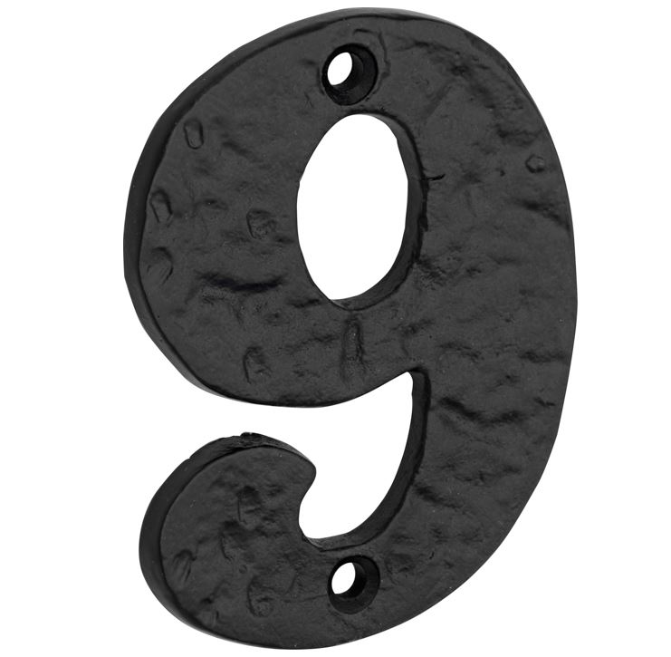 Huisnummer 9 Oxford ijzer zwart | Online Deurbeslagshop