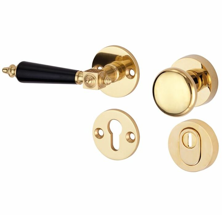 SKG3 knop/kruk op rozet Roman bakeliet links + kerntrekbeveiliging ...