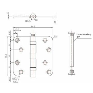 Kogellagerscharnier 89x89 mm rvs | Online Deurbeslagshop