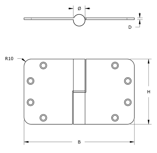 DX SKG3 Kogelstift paumelle ronde hoek 89x125 mm rechts staal verzinkt ...