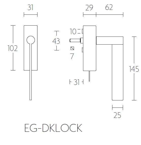 Draaikiepgarnituur EGDKLOCK EGDK links mat rvs | Online Deurbeslagshop