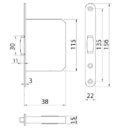Rolslot met zwarte voorplaat 156x22 mm | Online Deurbeslagshop