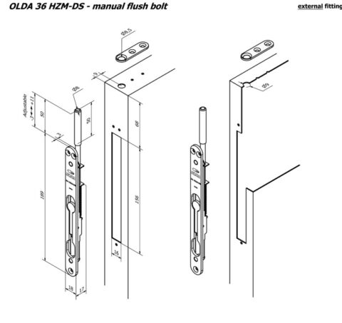 Olda kantschuif type 36 schoot Ø8 mm lengte 50 mm voor stalen/aluminium/houten deuren staal ...