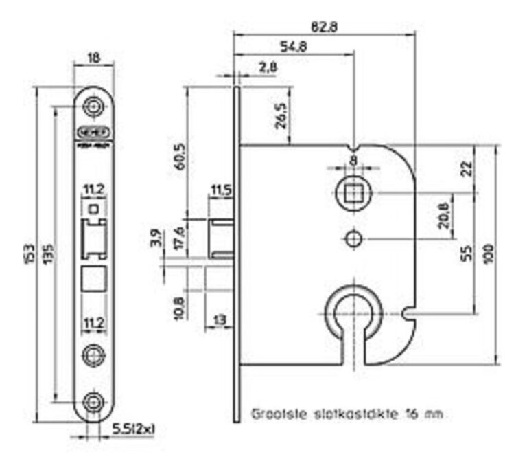 Nemef cilinder PC55 insteekslot 1449 met staal gelakte voorplaat ...