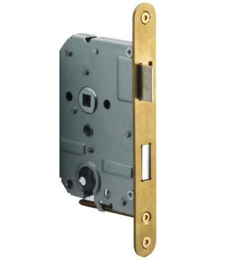 Cilinder dag en nachtslot PC55 afgerond met PVD mat gouden voorplaat ...